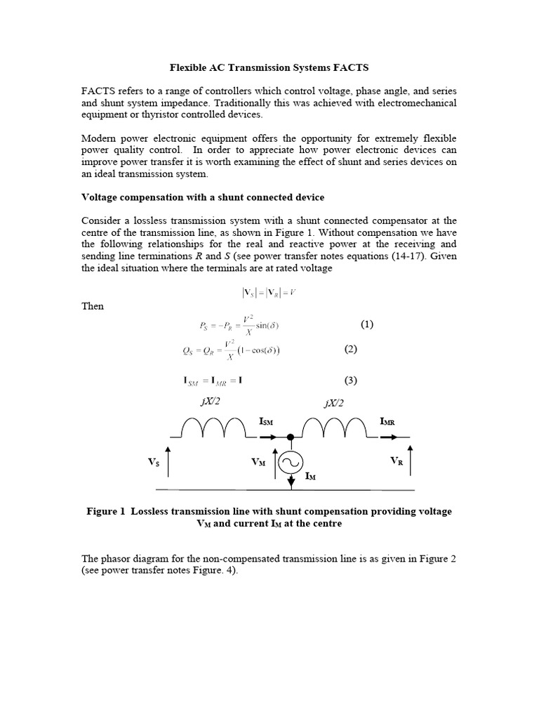 Lecture 10 Flexible Ac Transmission Systems Facts Pdf Ac Power Power Engineering