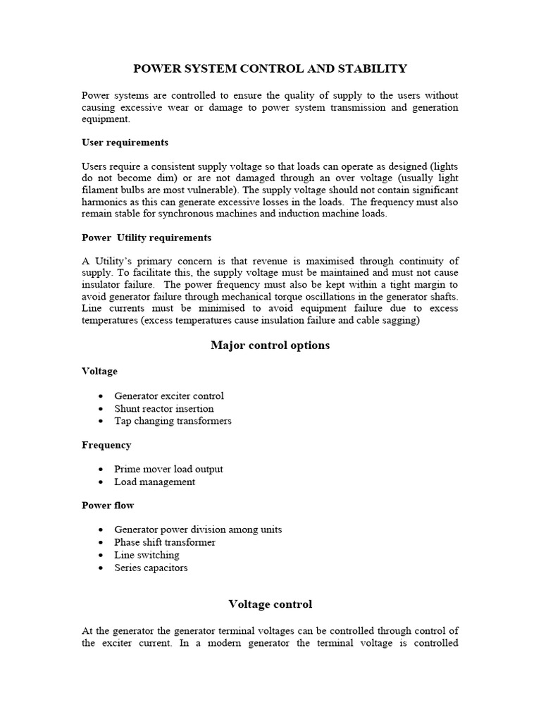 Lecture 9-Power - System - Control - and - Stability | PDF