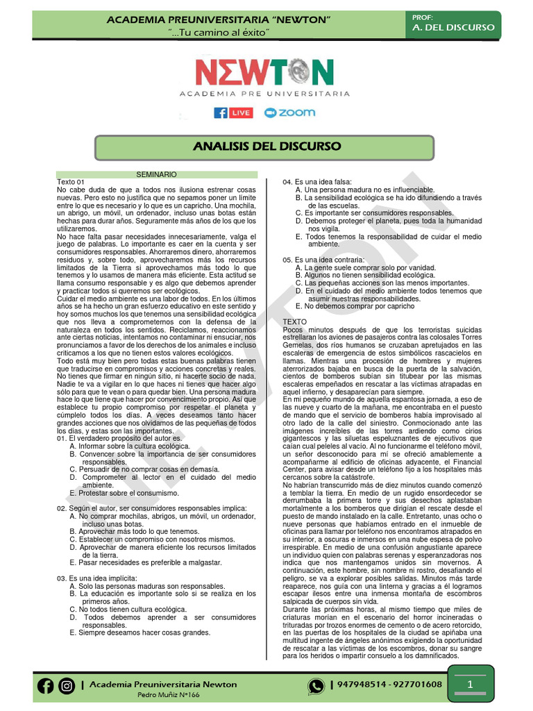 Analisis Del Discurso - Genius 11-03 | PDF | Chocolate | Hepatitis