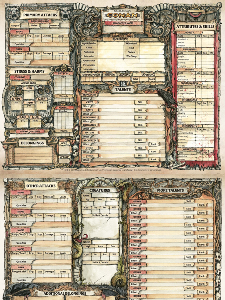 Conan - Character Sheet - Painted | PDF