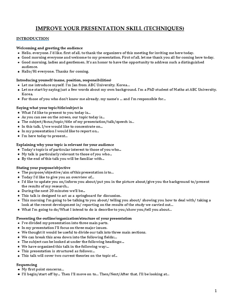 Presentation Skill-Supporting Material | PDF | Question