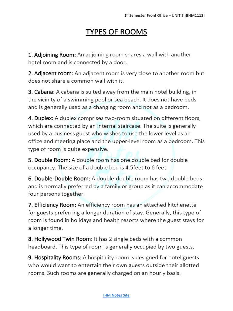 Types of Rooms | PDF | Room | Bedroom