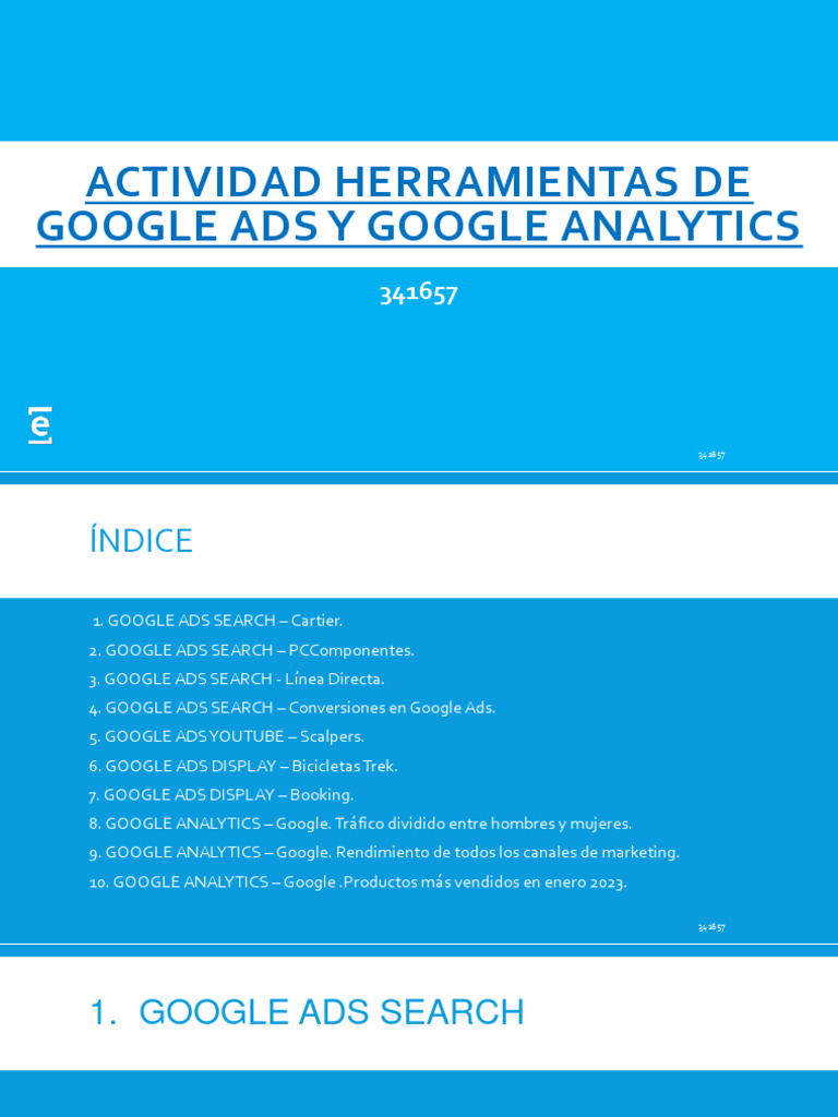Actividad Herramientas de Google Ads y Google Analytics 341657 | PDF | Google | Organizaciones ...