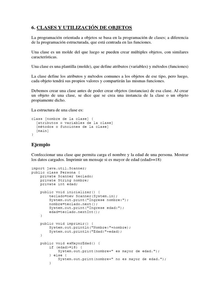 Java class exercise | PDF | Objeto (informática) | Clase (Programación informática)
