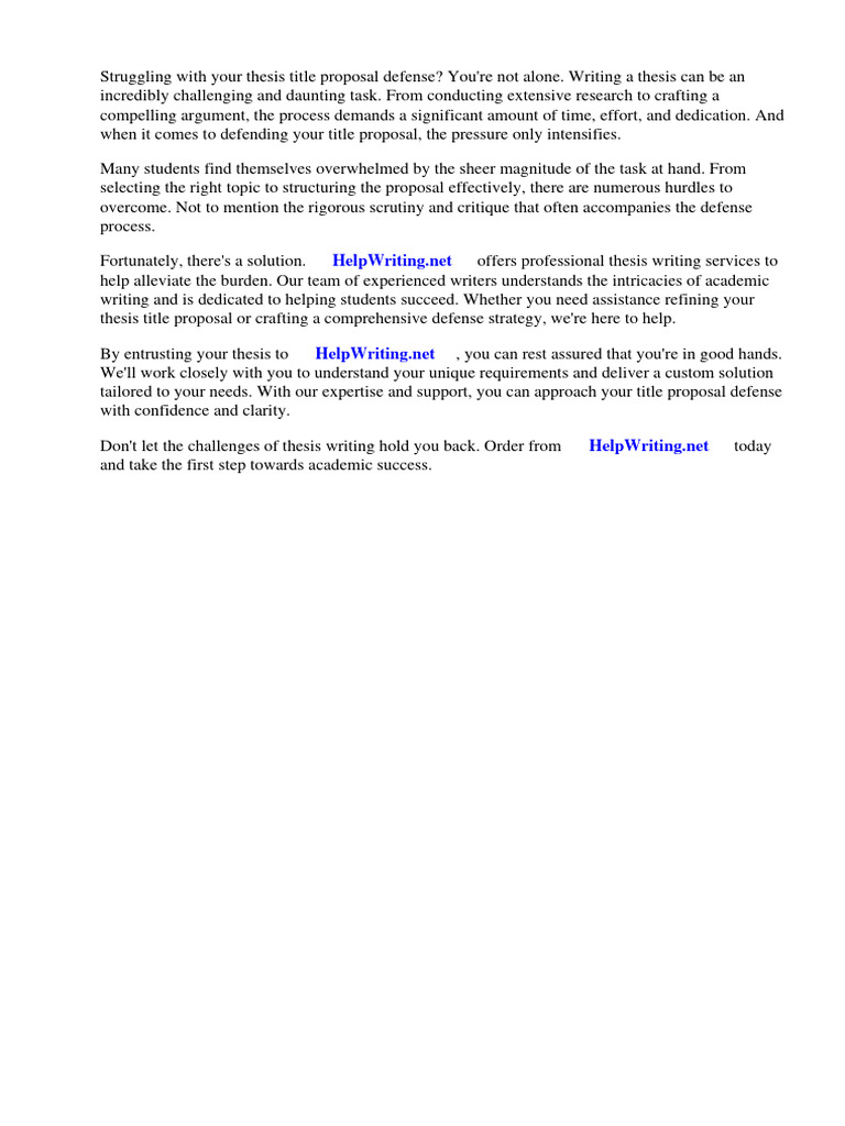 Thesis Title Proposal Defense | PDF | Thesis | Methodology