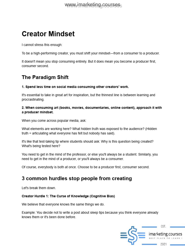 03-Creator Mindset | PDF | Social Media | Popular Culture & Media Studies