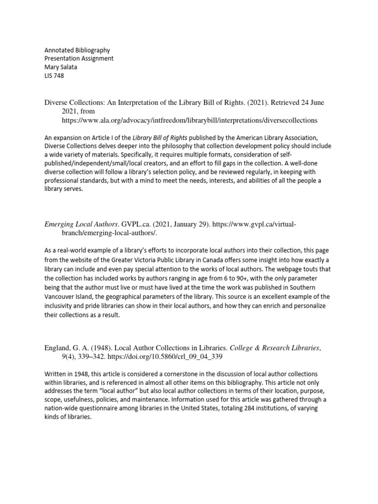 2b - Lis 748 Presentation Bib | PDF | Libraries | Information Science