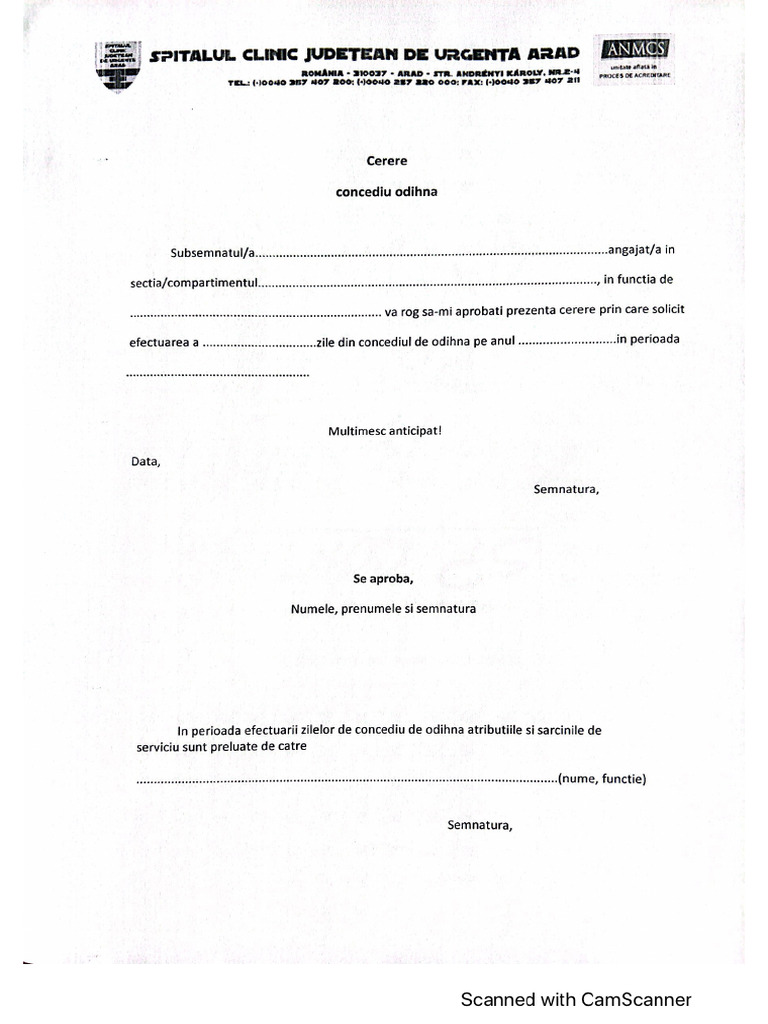 Cerere Concediu | PDF