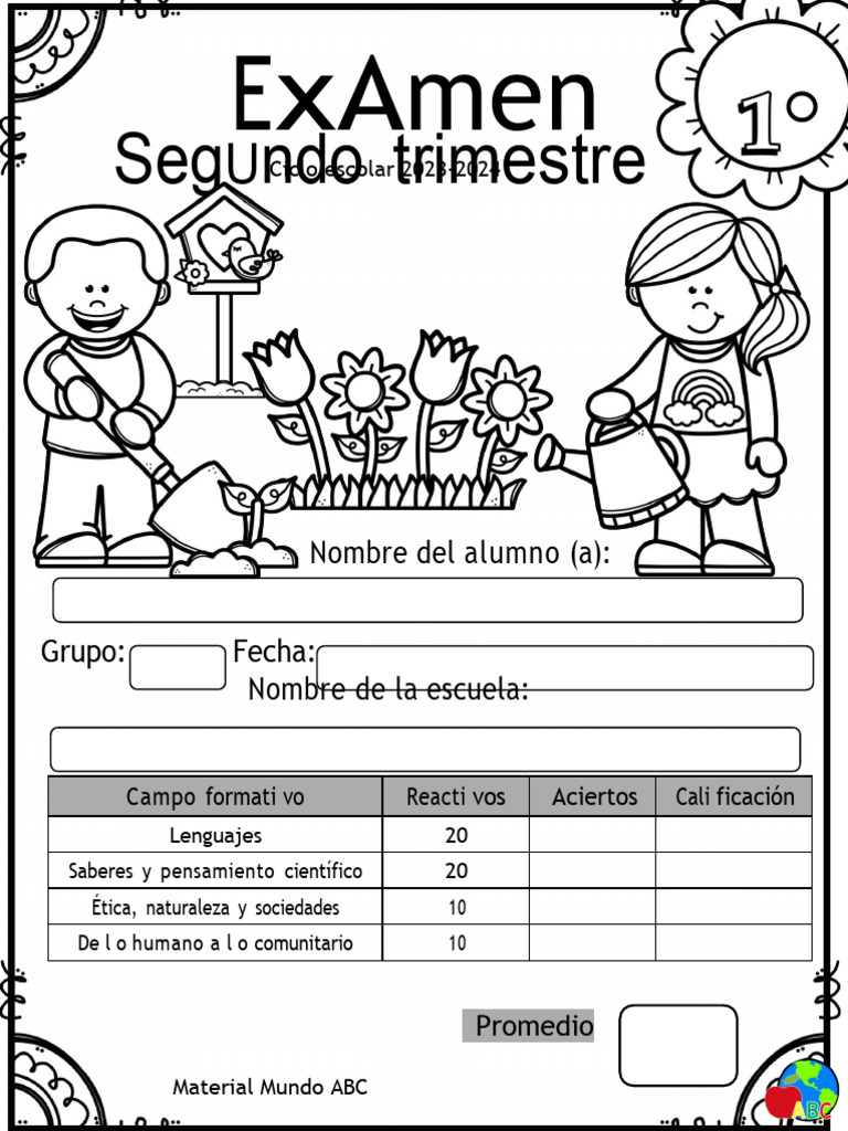 ? MT Examen Primer Grado-Segundo Trimestre | PDF ? MT Examen Primer Grado-Segundo Trimestre | PDF