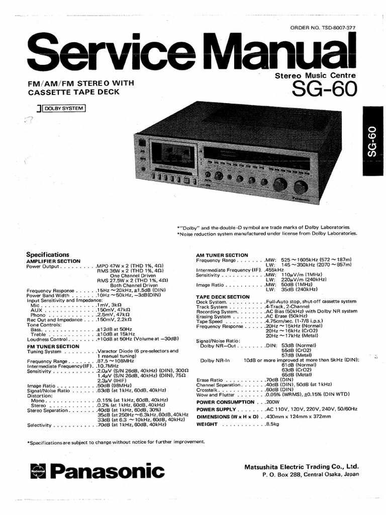 Panasonic Sg-60 Full Sm | PDF