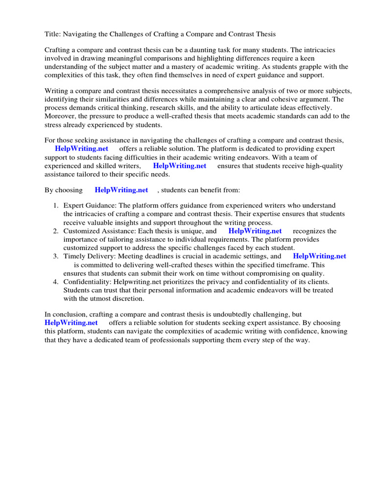 How to Make a Compare and Contrast Thesis | PDF | Essays | Thought