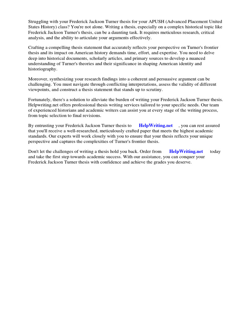 Frederick Jackson Thesis Apush | PDF | History