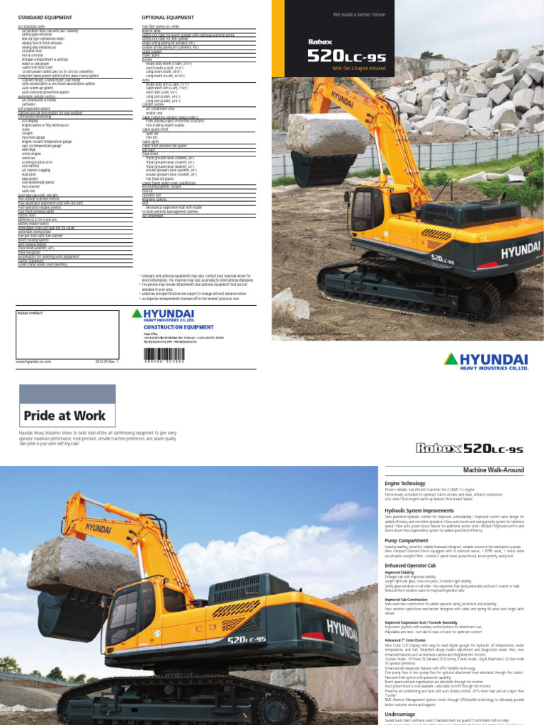 FICHA TECNICA Excavadora Hyundai R 520 | PDF | Engines | Horsepower