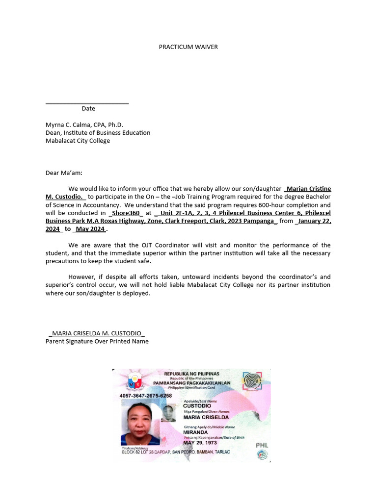 Practicum Waiver | PDF