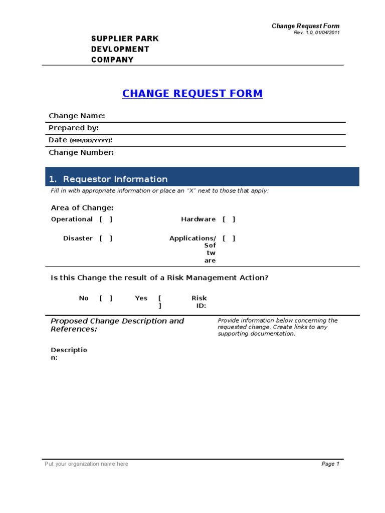 Change Request Form Template | PDF