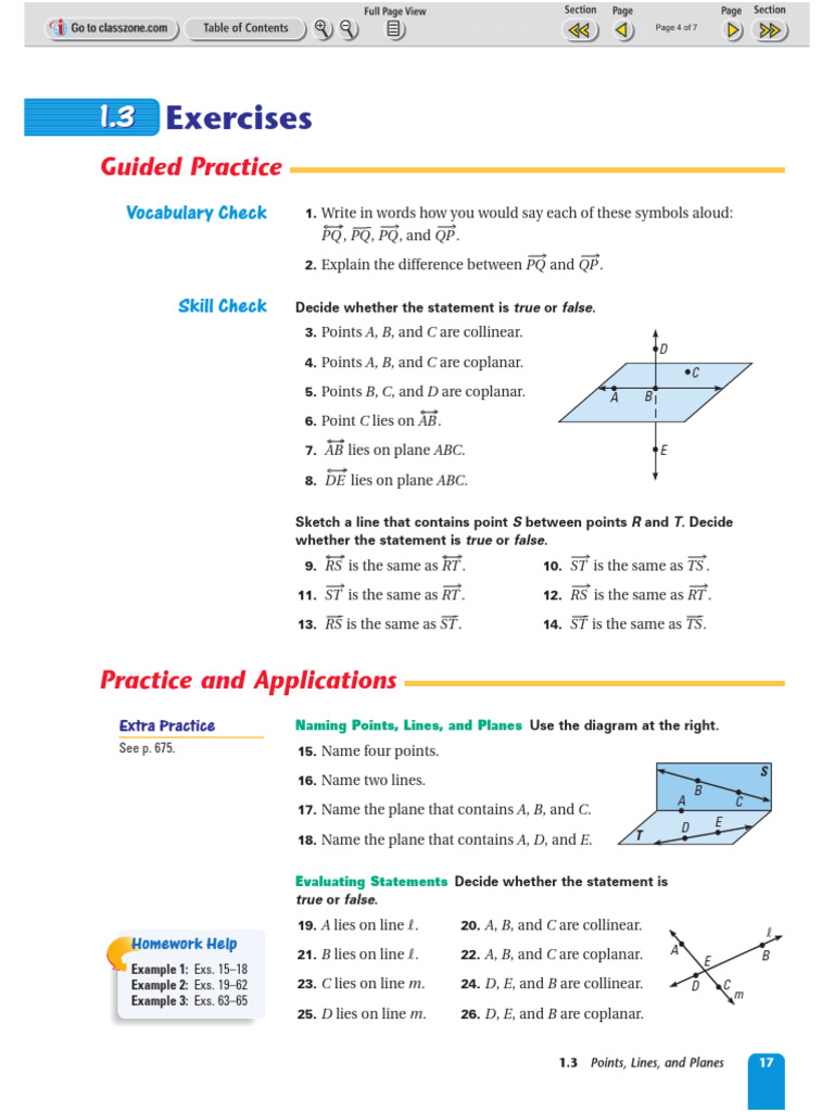 Points, Lines, and Planes Worksheet | PDF | Line (Geometry) | Numbers