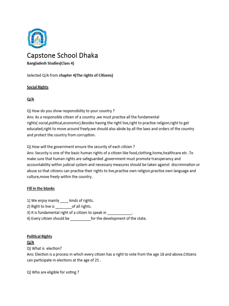 Capstone School Dhaka BST | PDF | Employment | Citizenship