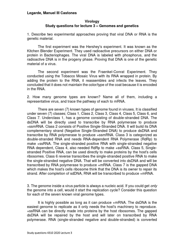 Study-Questions Module-3 MCB104 | PDF | Reverse Transcriptase | Virus