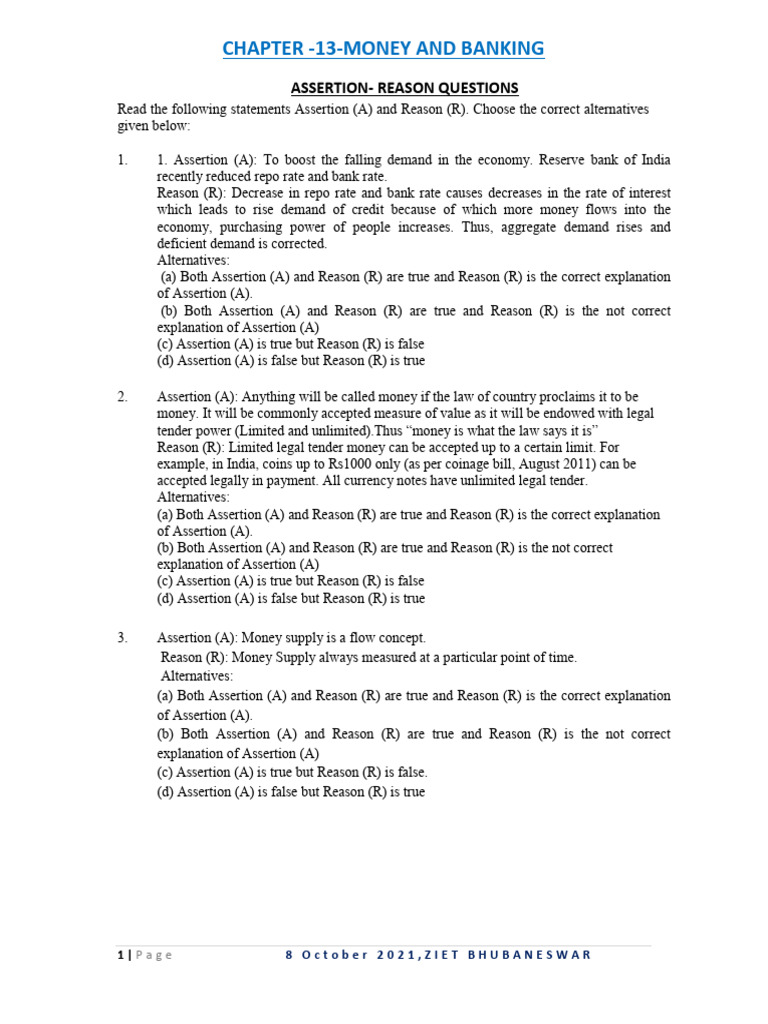 Class 12 Eco, CH 13, 14, 15 | PDF | Money | Money Supply