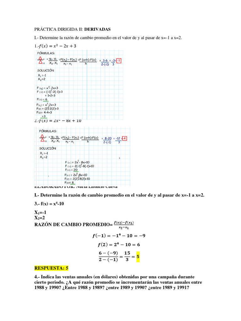 Dirigida 2 | PDF | Cálculo | Sustracción