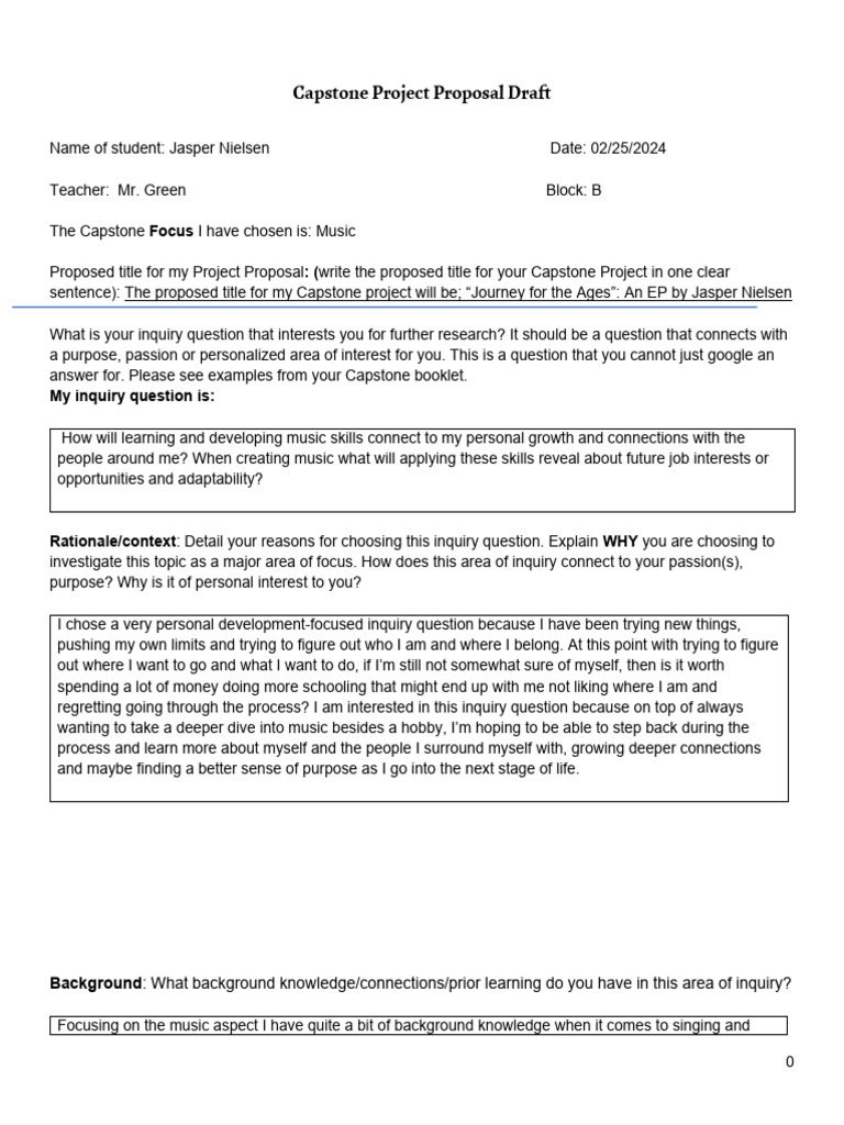 capstone draft proposal v2 | PDF | Sheet Music | Inquiry