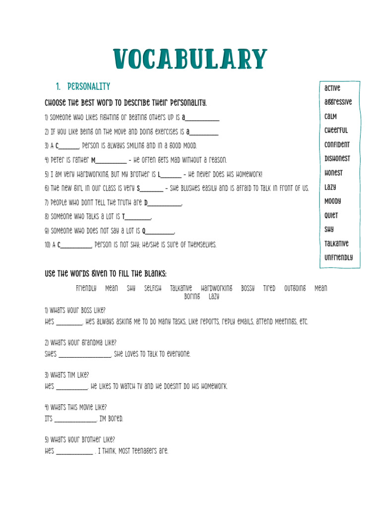 PRACTICE - Basic Vocabulary | PDF