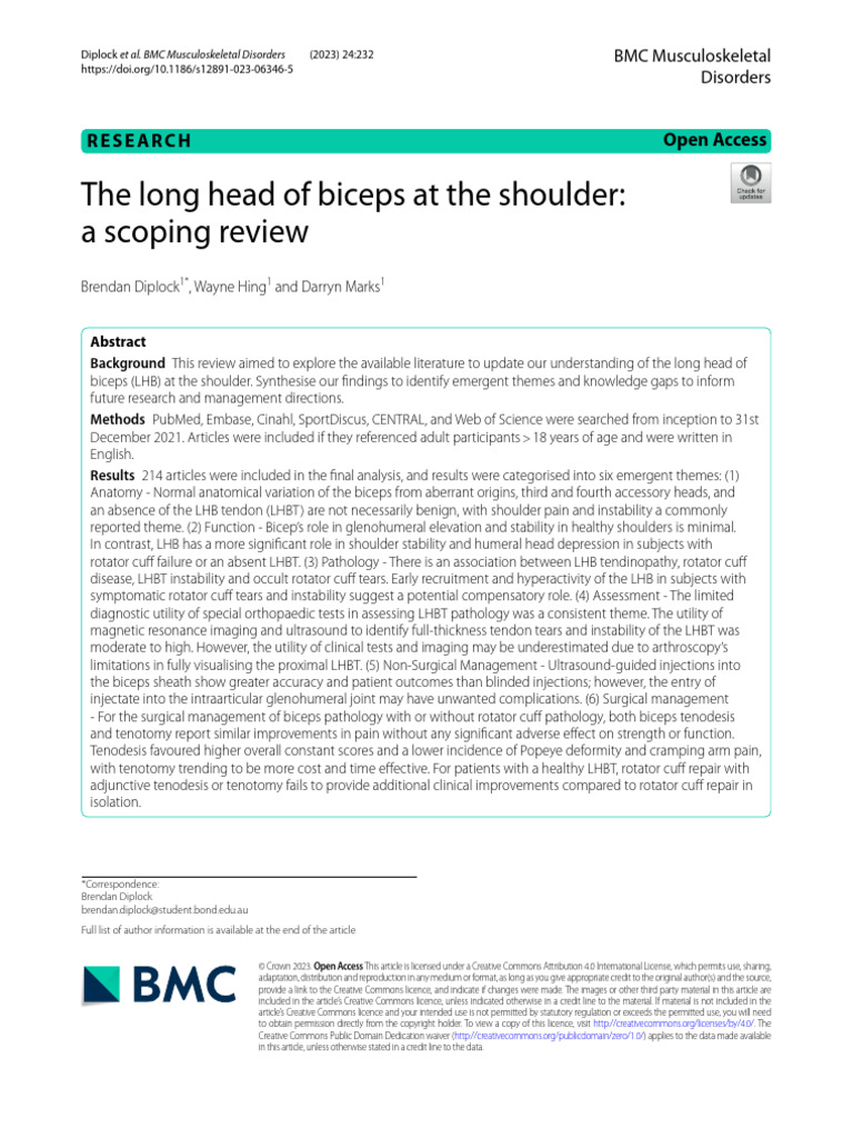 Long Head of Biceps | PDF | Shoulder | Systematic Review