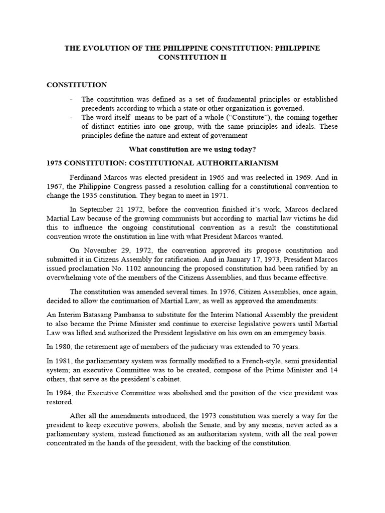 Philippine Constitution Ii | PDF | Separation Of Powers | Constitution