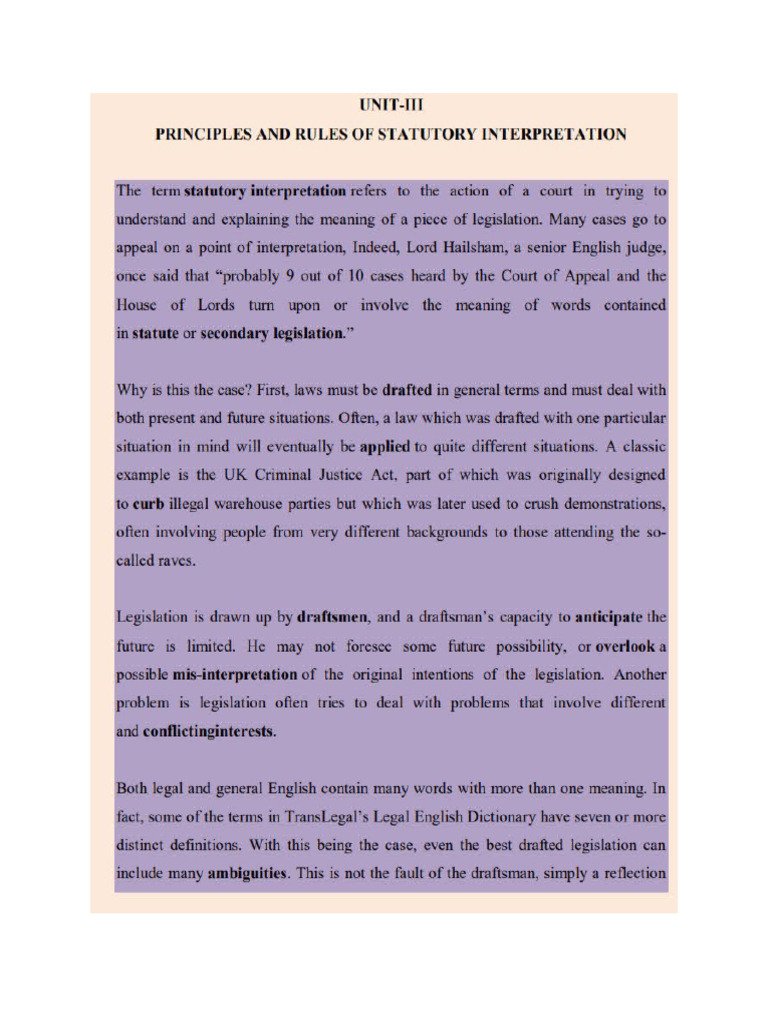 Meaning of Interpretation of Statutes and The Intention of Legislature ...