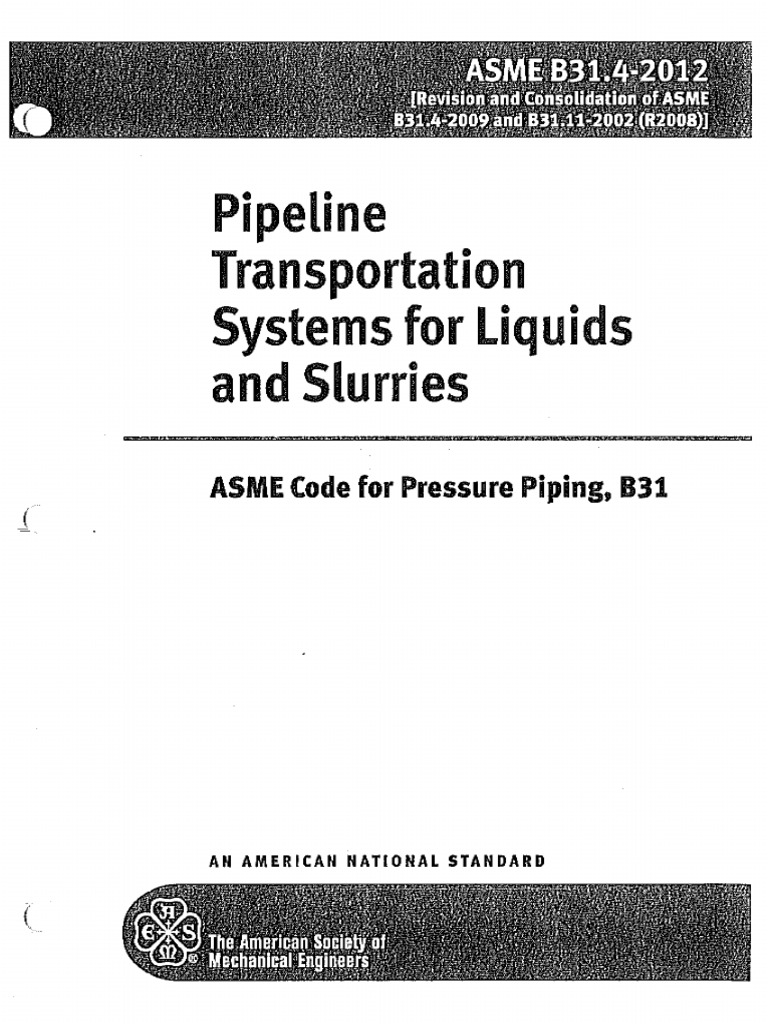 ASME B31 Code: Liquid & Slurry Pipelines | PDF | Pipeline Transport ...