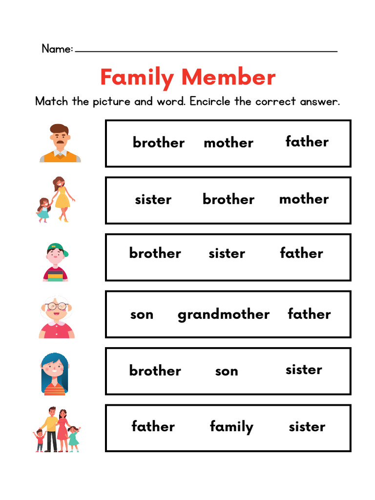 Family Member Identification Worksheet | PDF