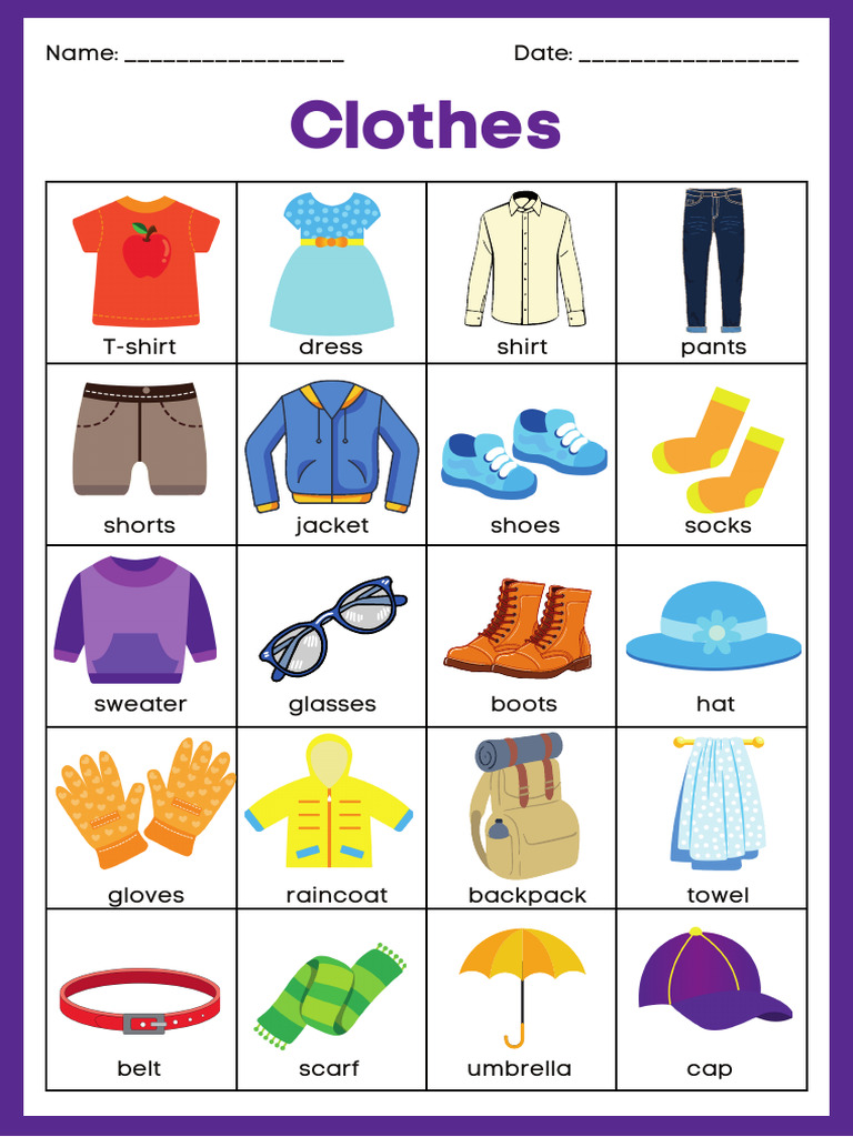 Clothes Worksheet | PDF