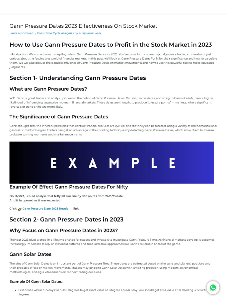 Gann Pressure Dates for 2023 Trading | PDF | Market Trend | Stocks