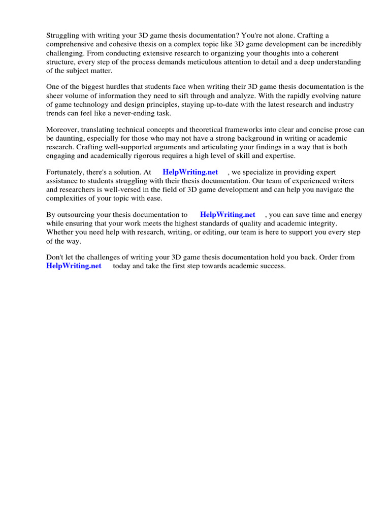 3d Game Thesis Documentation | PDF | Video Games | Expert