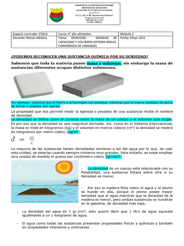 Densidad | PDF | Densidad | Volumen