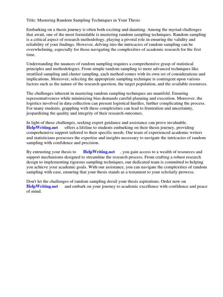 Random Sampling Techniques in Thesis | Download Free PDF | Sampling ...