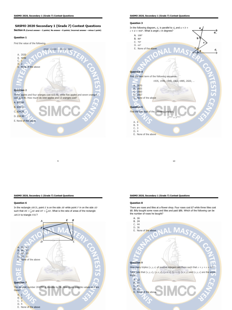 G7 SASMO ws 2 | PDF | Mathematical Objects | Mathematical Concepts