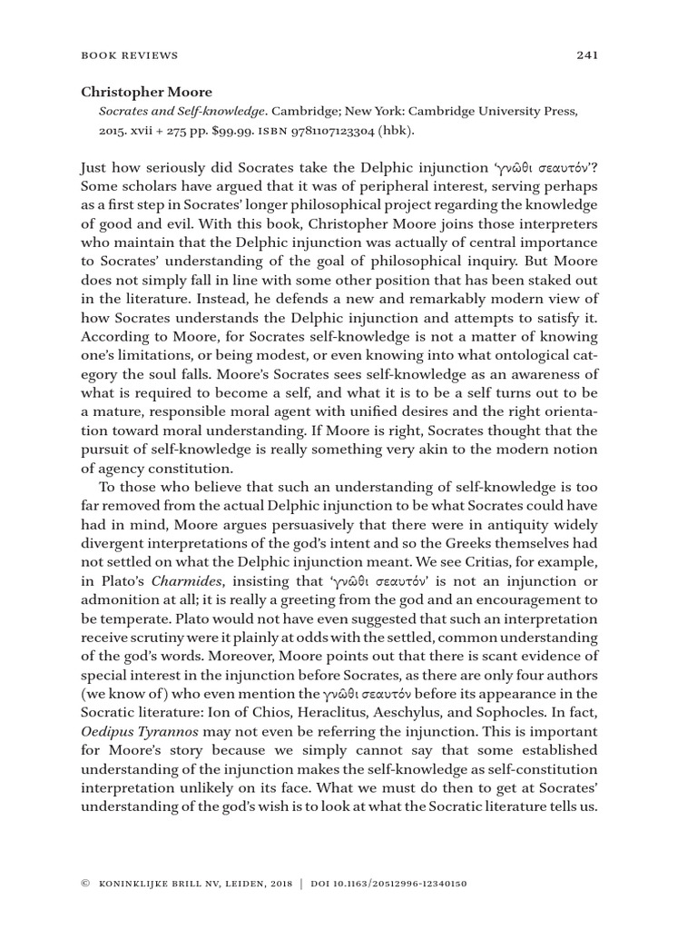 Socratic Self-Knowledge Explained | PDF | Socrates | Plato