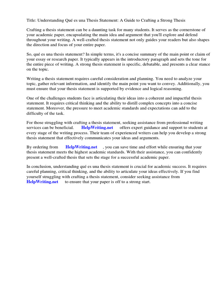 Que Es Una Thesis Statement | Download Free PDF | Essays | Theory