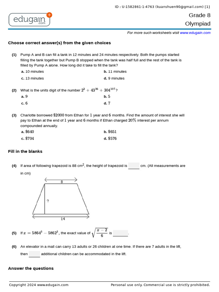 Grade8 1582861 1 4763.q | PDF | Numbers | Arithmetic