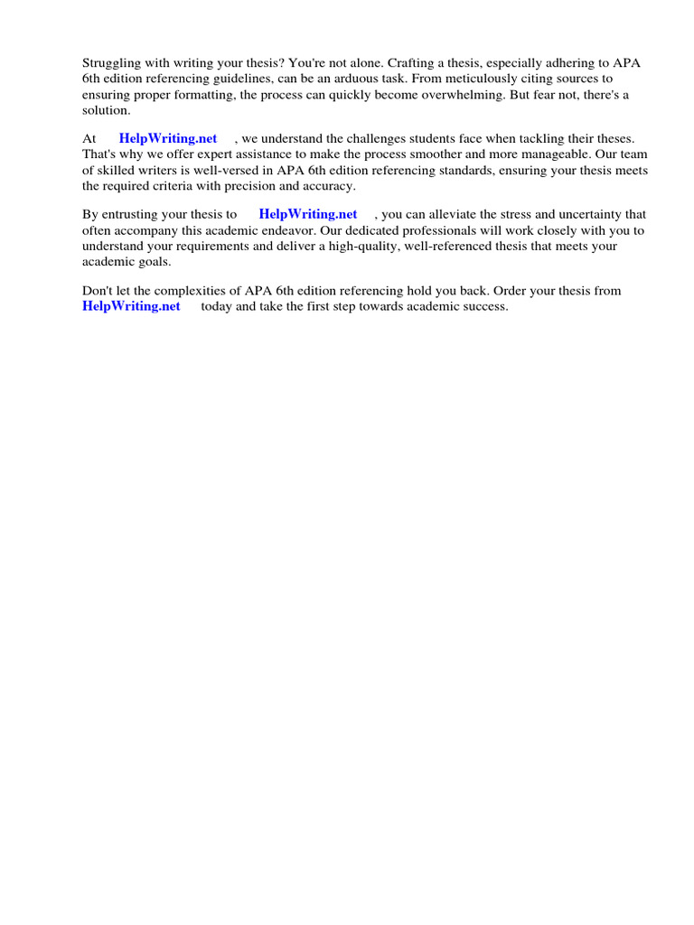 Apa 6th Edition Reference Thesis | PDF | Apa Style | Written Communication