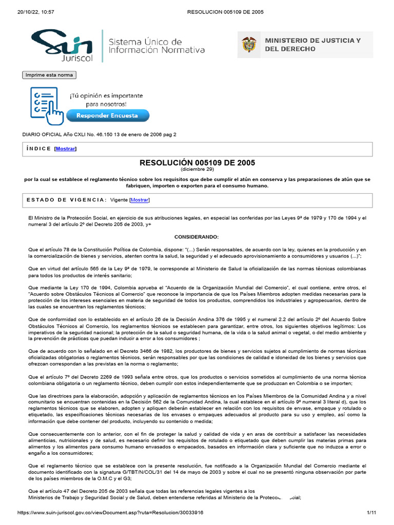 Resolucion 005109 de 2005 | PDF | Alimentos | Emulsión