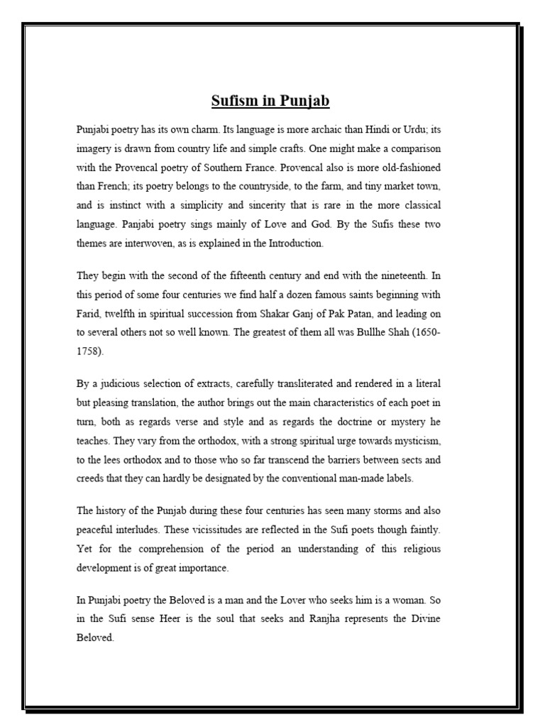 Sufism in Punjab Assignment For DR Tohid | PDF | Sufism | Asceticism