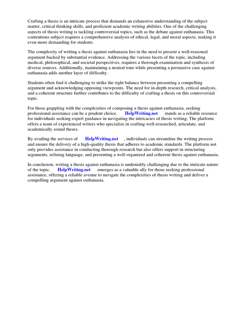 Against Euthanasia Thesis | PDF | Terminal Illness | Autonomy