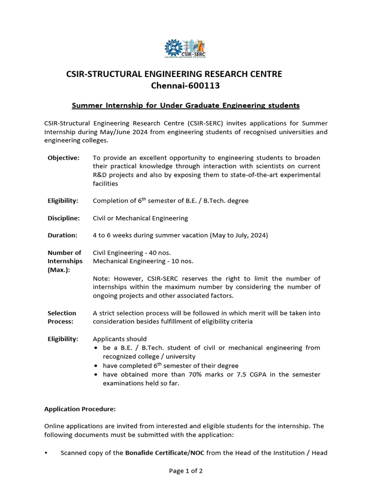 Guidelines Summer Internship 2024 | PDF | Engineering