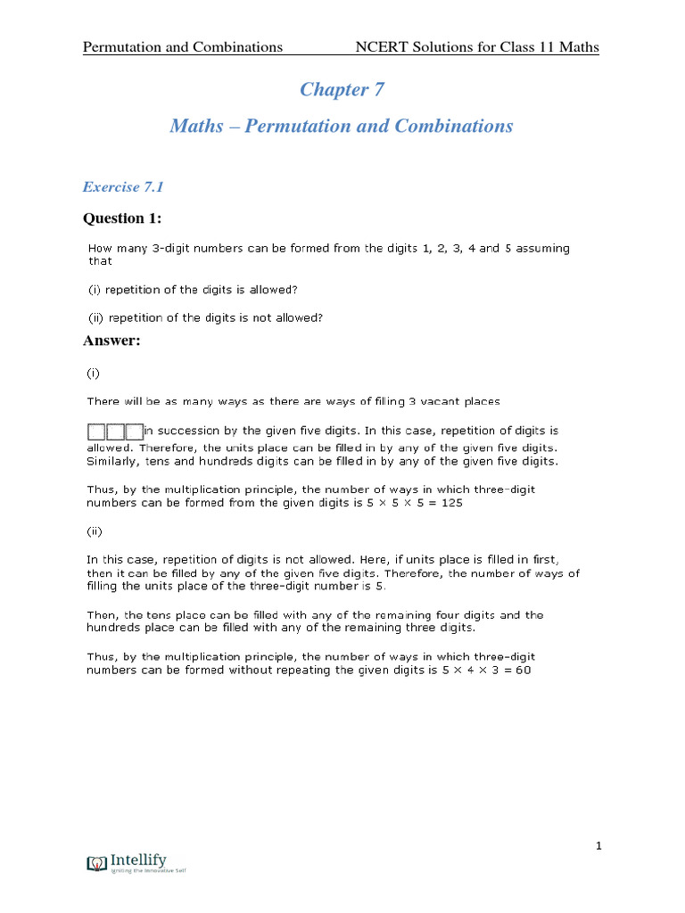 Multiple Solved Examples of Permutation and Combination .... Complete ...