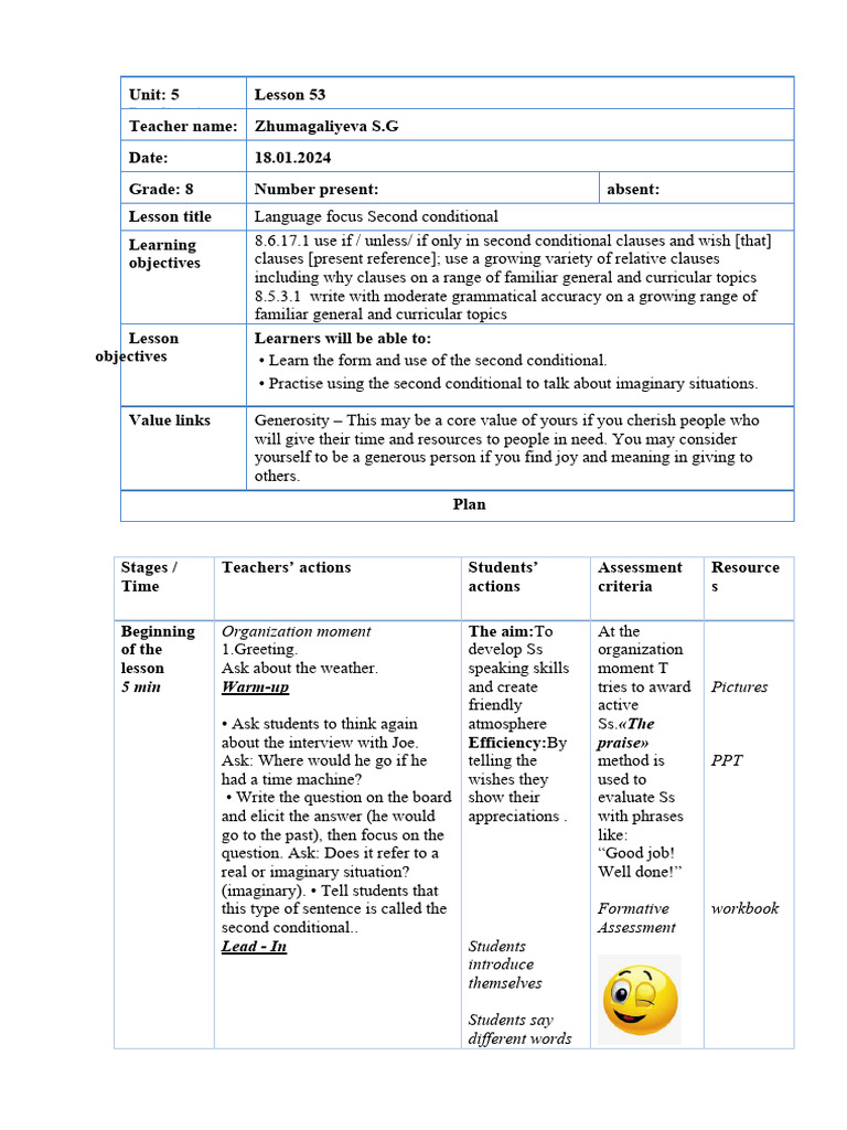 Language focus Second conditional | PDF | Human Communication | Cognitive Science