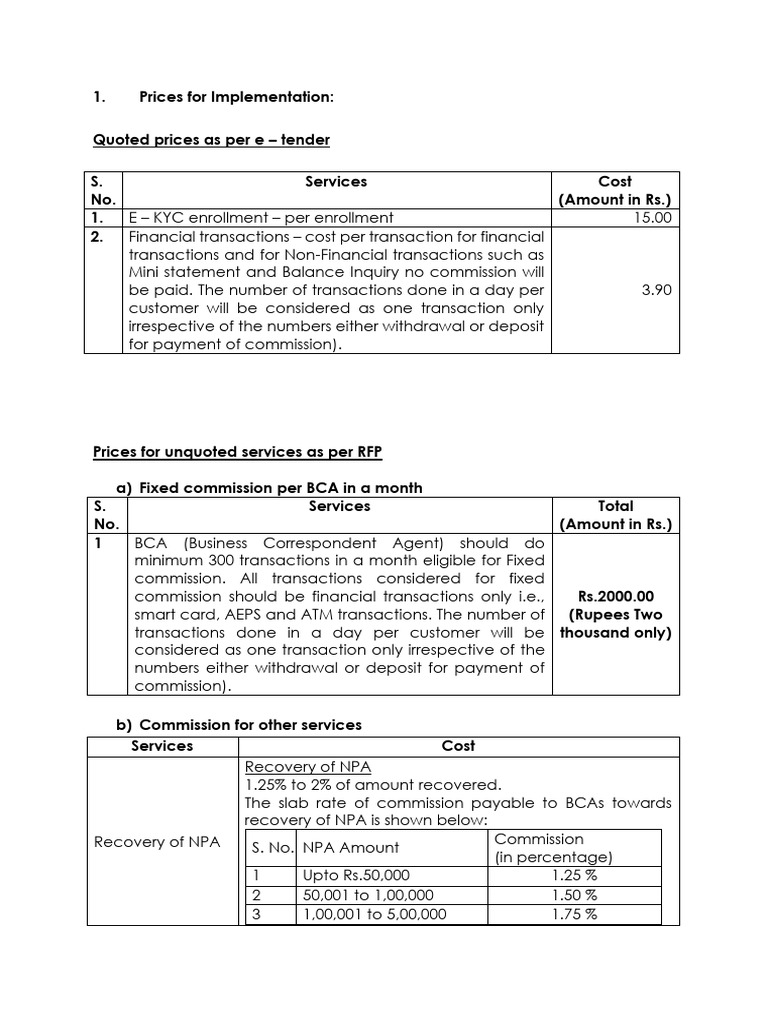 IOB-Commission Chart | PDF | Payments | Private Sector