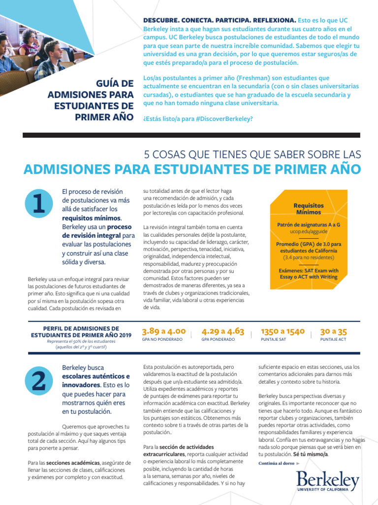 Freshman Flyer Spanish | PDF | Universidad de California | Se sentó