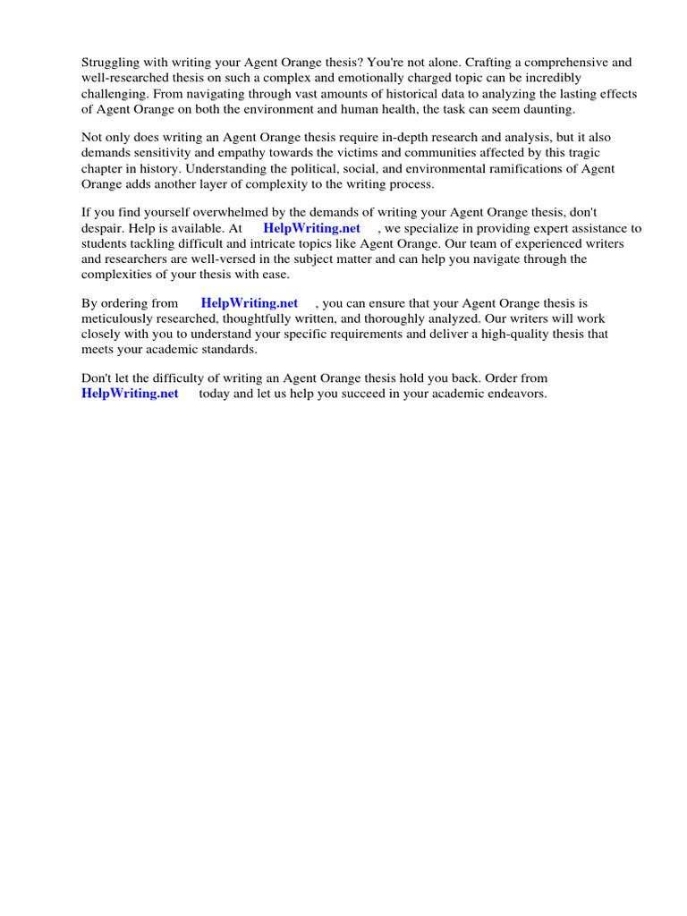 Agent Orange Thesis | PDF